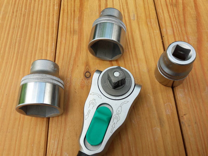 The Tool Locksmith Lies on a Wooden Table Composition of Steel and Wood ...