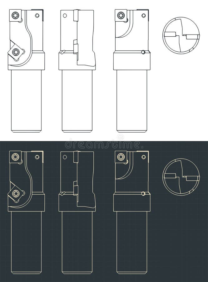 Tool for Machining Aluminum Parts Blueprints Stock Vector ...