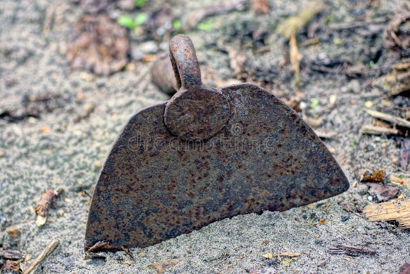 Tool from an Old Iron Hoe in Brown Rust in Gray Earth Stock Image ...