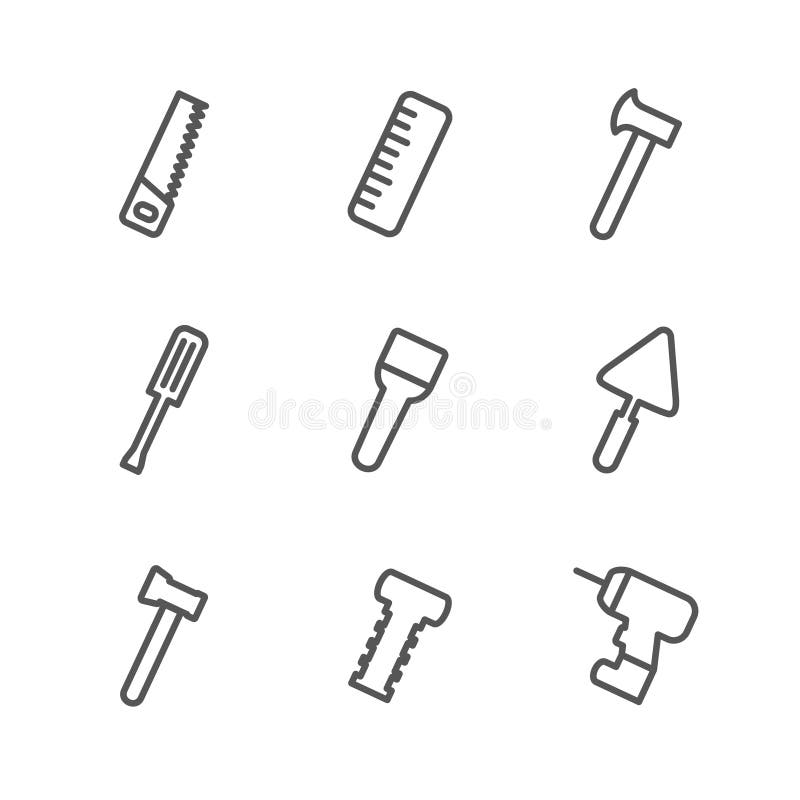 Tool outline icon stock vector. Illustration of hammer - 129055420