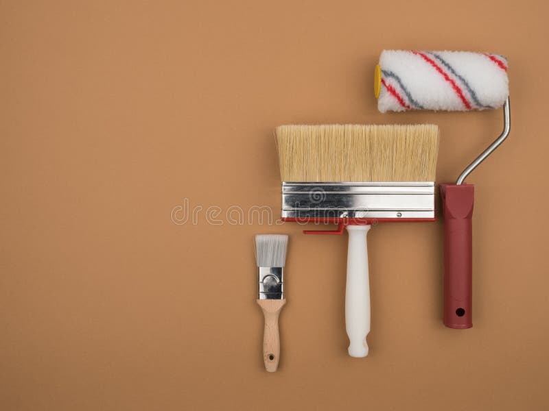 Tool for Paint Finishing Work on Beige Background. Building Tool. Stock ...