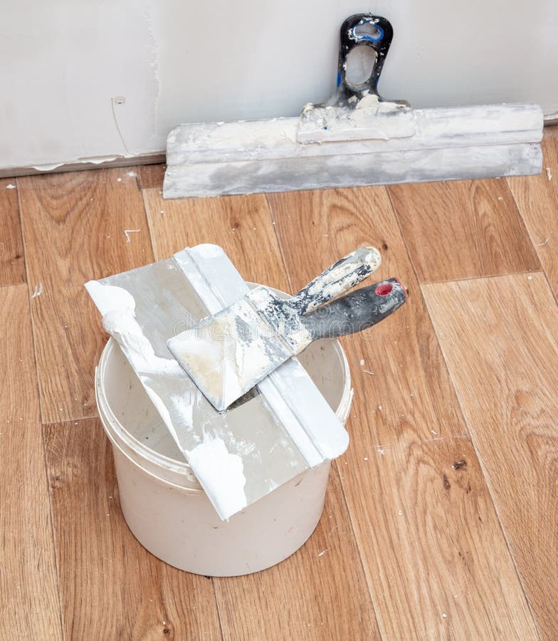 Tool for Plastering a Bucket with a Mixture. Stock Image - Image of ...