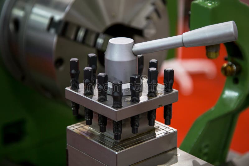 Tool Post on Lathing Machine Stock Photo - Image of cutting, coolant ...