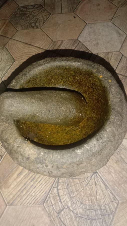 A Tool for Pounding Cooking Spices Called a Mortar Stone Stock Image ...
