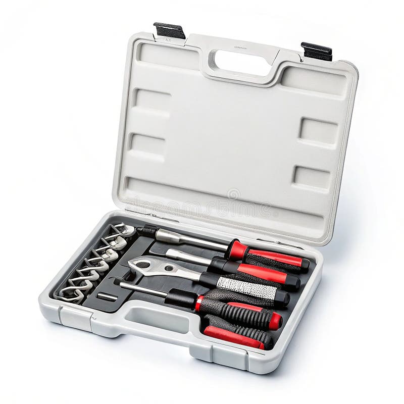 Tool Set in Plastic Carrying Case on White Background Stock ...