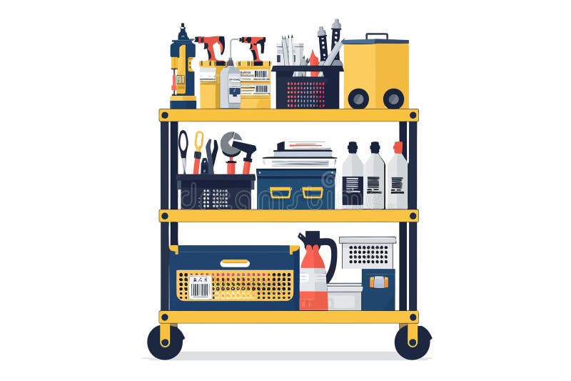 Tool Shelf Trolley Stock Image Isolated Vector Style Stock Vector ...