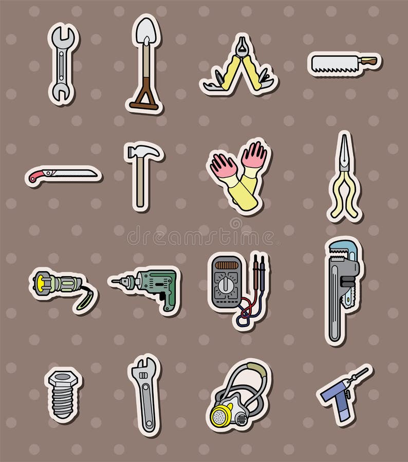 Tool stickers stock vector. Illustration of happy, button - 24631640