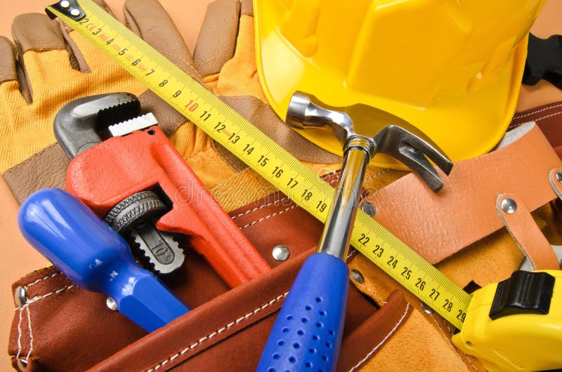 Tool belt with tools stock image. Image of hardware, white - 57944417