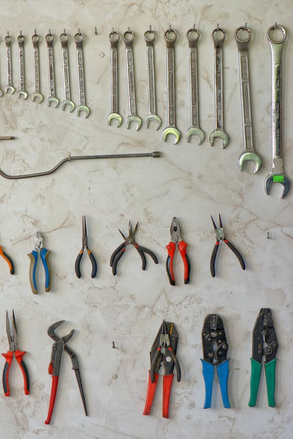 Tool Wall with Wrenches and Pliers Stock Image - Image of mechanic ...