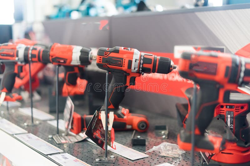 Tool for Work, Repair and Construction in Store. Wired Power Tools and ...