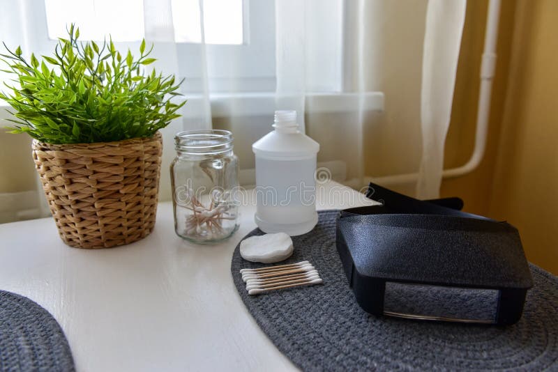 The Tool for Working with Small Objects is on the Table. Magnifying ...