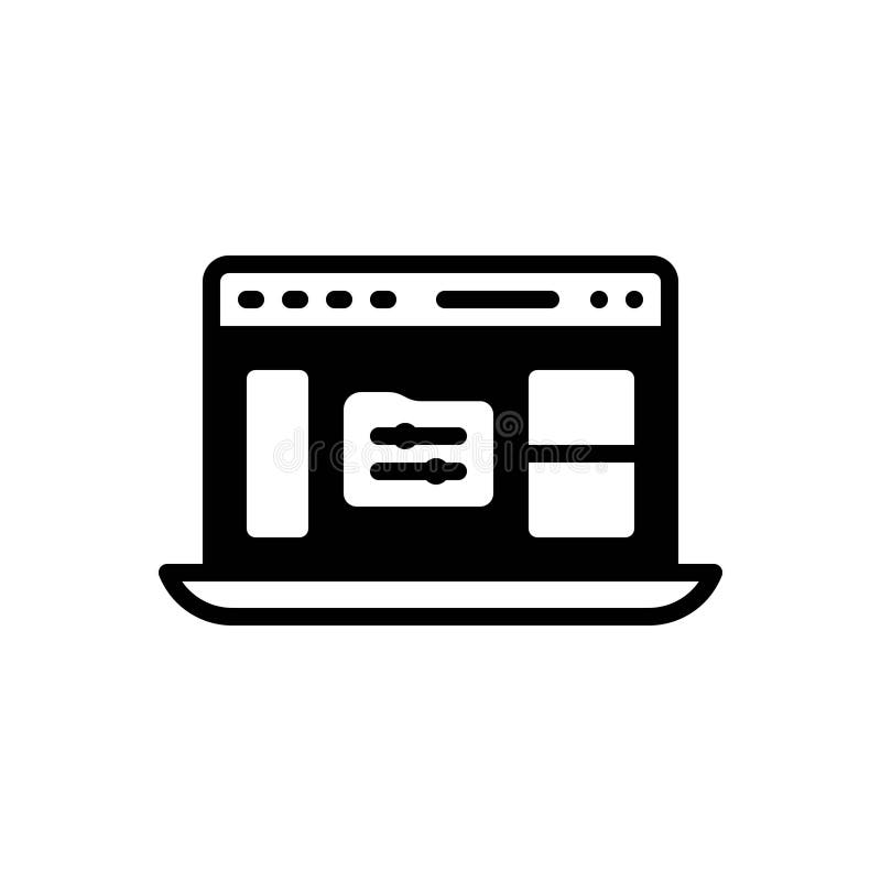 Black Solid Icon for Toolbar, Browser and Laptop Stock Vector ...