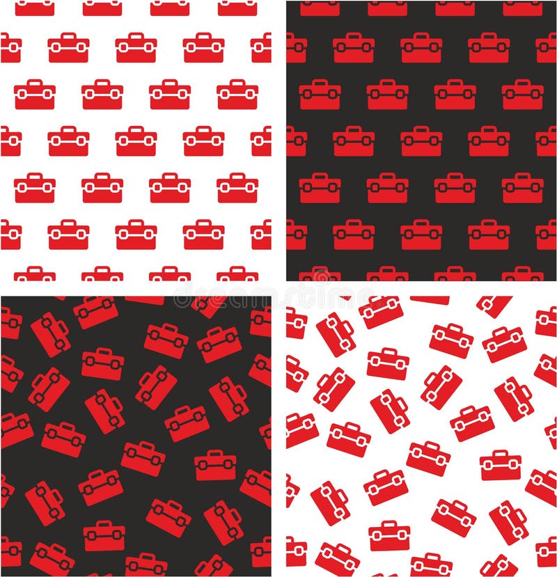 Toolbox Aligned & Random Seamless Pattern Red Color Set Stock Vector ...