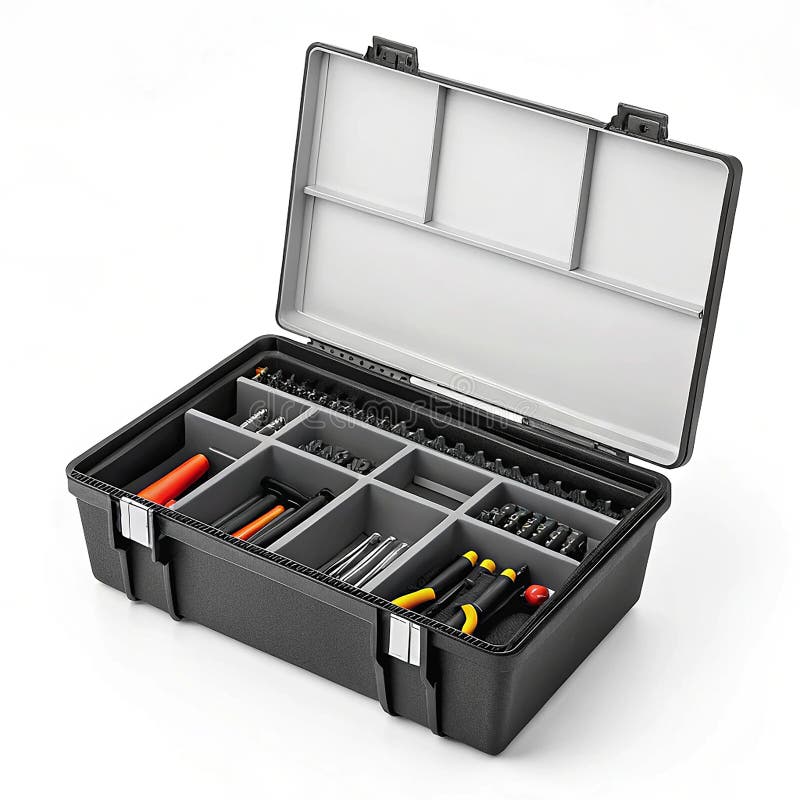 Toolbox with Compartments on White Background Stock Illustration ...