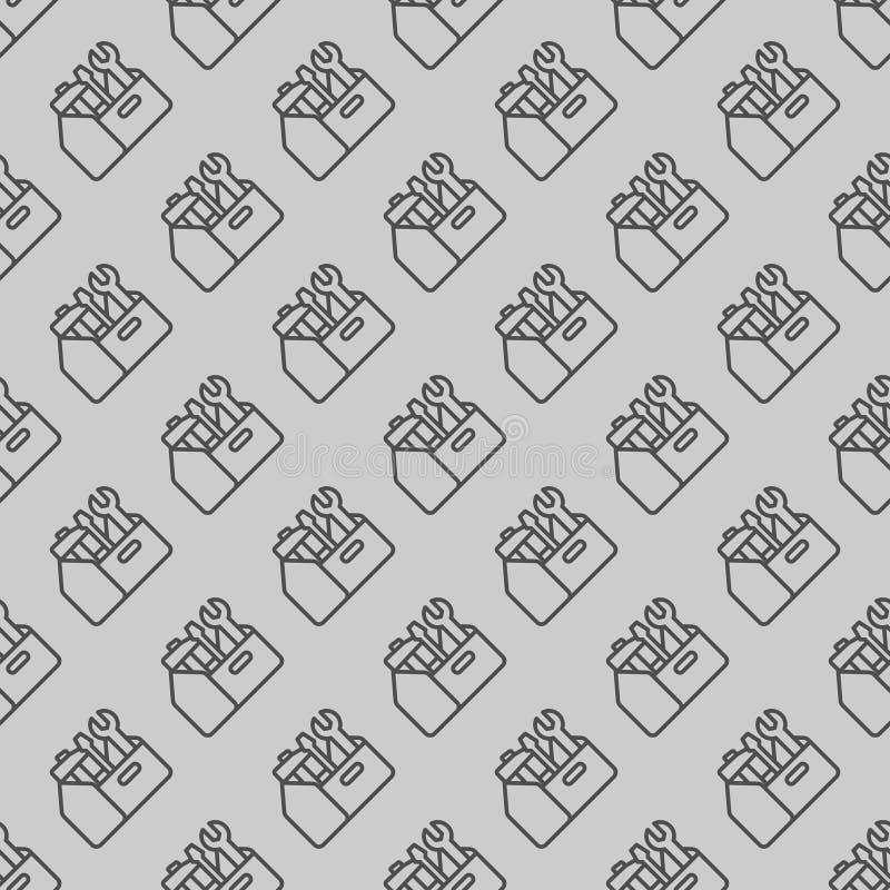 Toolbox with Hammer, Screwdriver and Wrench Line Seamless Pattern ...
