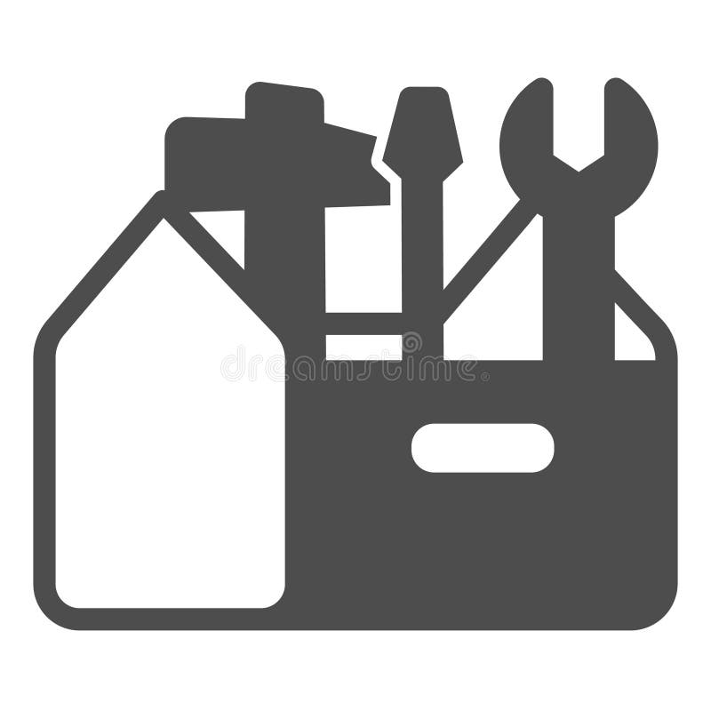 Toolbox with Hammer, Screwdriver and Wrench Solid Icon, Repair Service ...