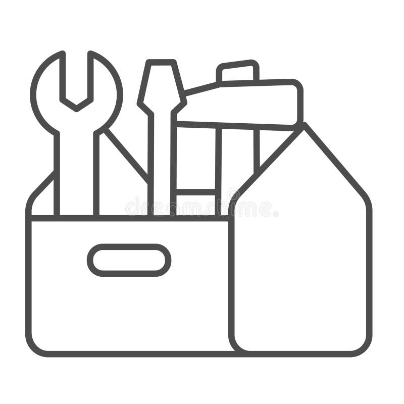 Toolbox with Hammer, Screwdriver and Wrench Thin Line Icon, Repair ...