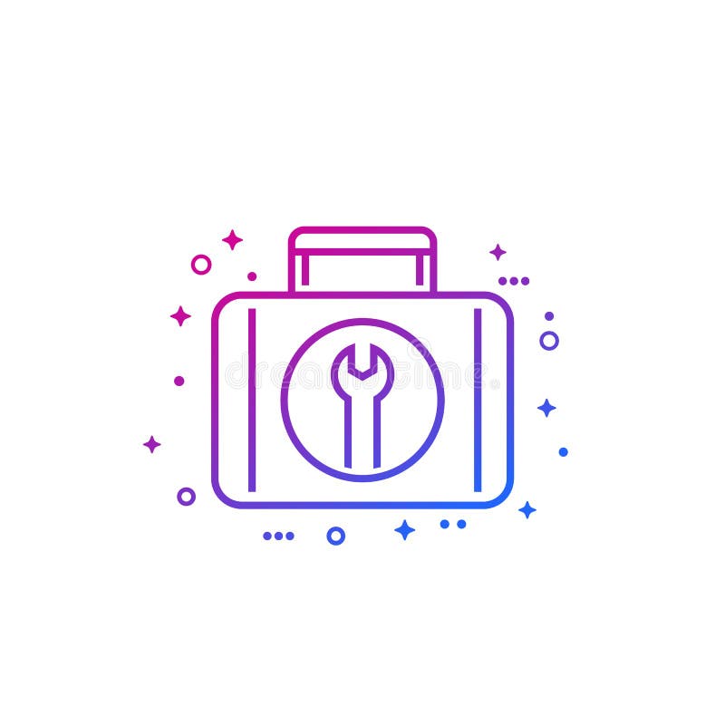 Toolbox Line Sketch Icon Isolated on White Background. Tool Box Sign ...