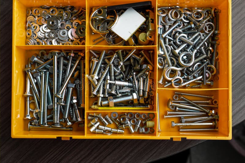 Toolbox Made Up of Screws, Nuts, Nails and Washers Stock Photo - Image ...