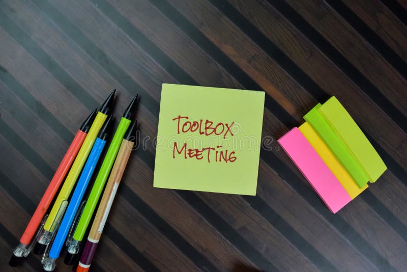 Toolbox Meeting Write on Sticky Notes Isolated on Wooden Table Stock ... Toolbox Meeting Write on Sticky Notes Isolated on Wooden Table Stock ...