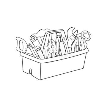 Toolbox Outline Illustration Stock Vector - Illustration of workshop ...