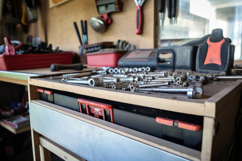 Toolbox Ready with Common Hand Tools on Workbench Stock Photo - Image ...