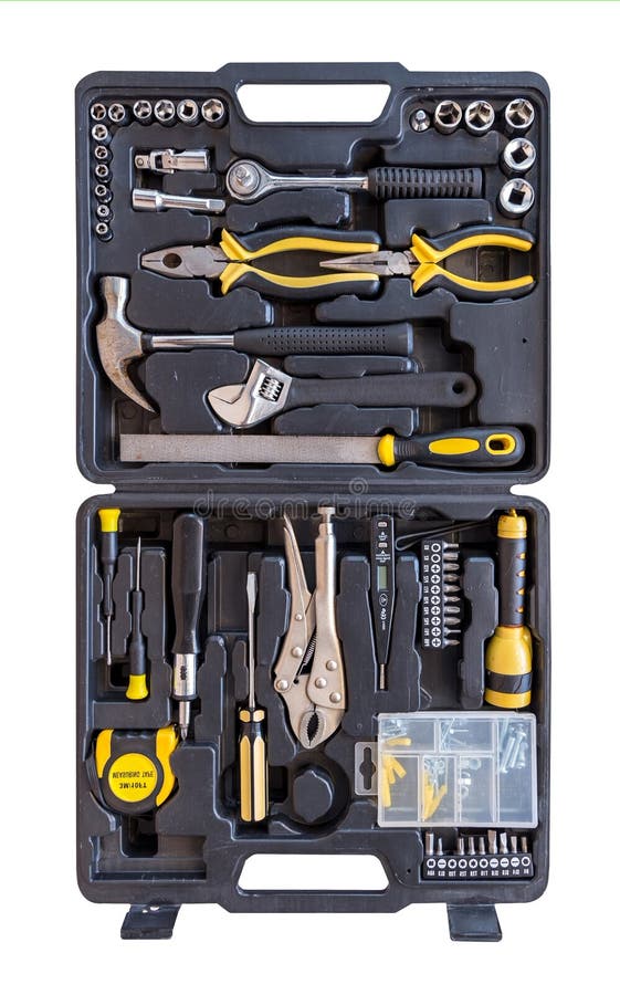 Toolbox Set of Tools Include Hammer Wrench Stock Image - Image of hand ...