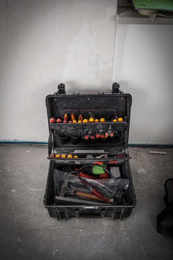 Toolbox Stands on the Floor of a Construction Site Stock Image - Image ...