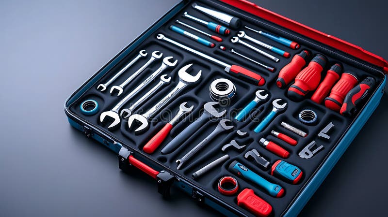 Toolbox with Various Hand Tools in Organized Layout Stock Illustration ...