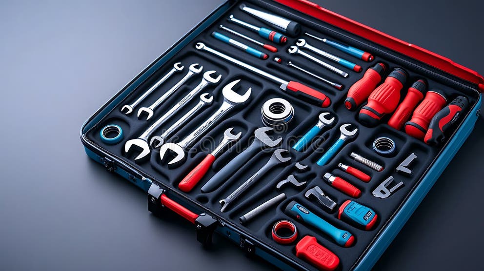 Toolbox with Various Hand Tools in Organized Layout Stock Illustration ...