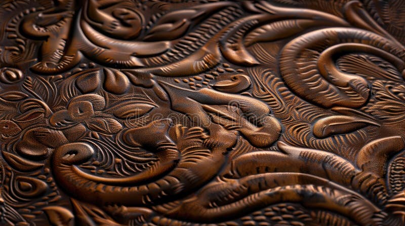 A Tooled Brown Leather Seamless Pattern, Capturing Its Intricate ...