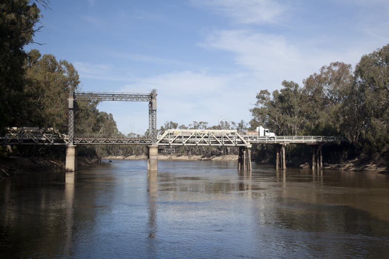 Tooleybuc Lift Span Bridge stock image. Image of corrugated - 19626717