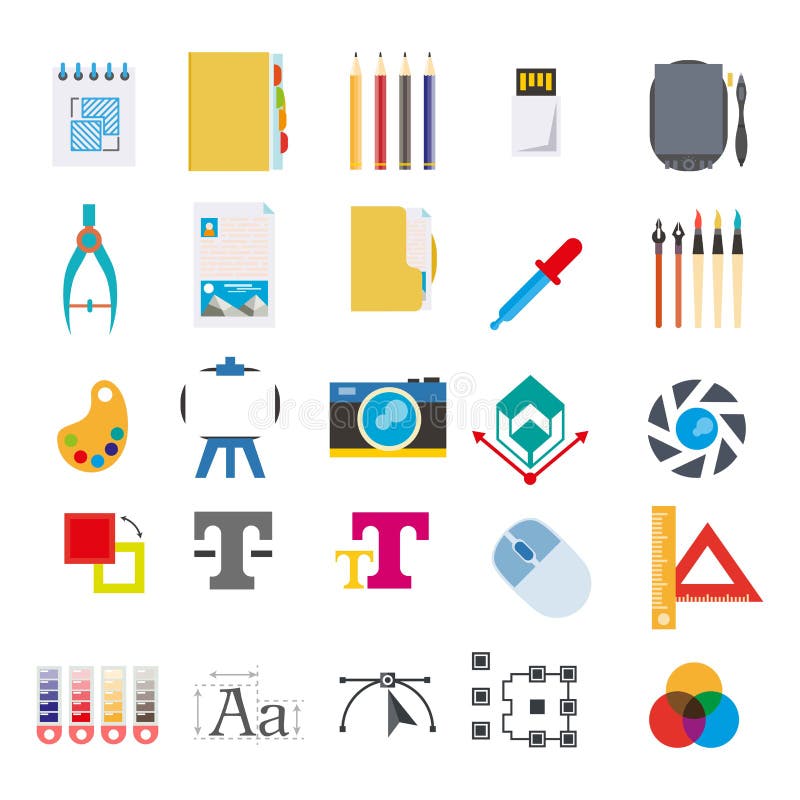Toolkit for Art Creation Program Isolated Icons Computer Stock Vector ...