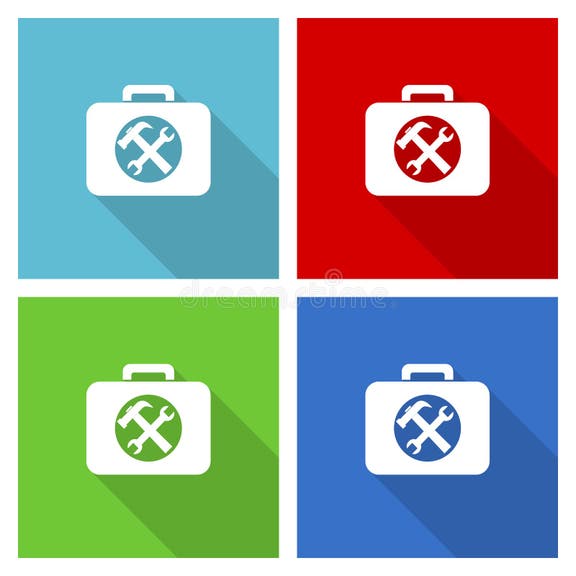 Toolkit Icon Set, Flat Design Vector Illustration in Eps 10 for ...