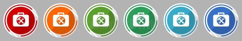Toolkit Icon Set, Vector Illustration in 6 Colors Options for Webdesign ...