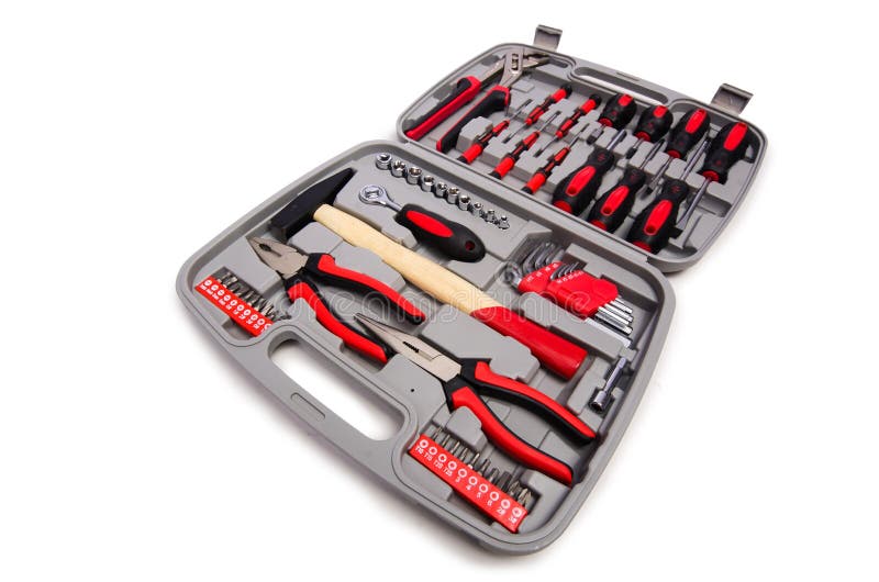 Man with Toolkit Isolated on the White Stock Image - Image of laborer ...