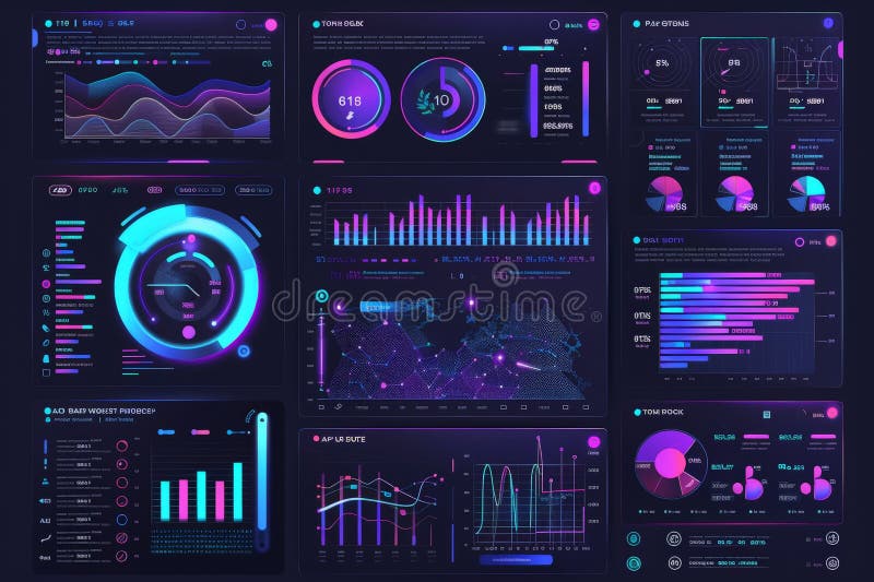 Toolkit-UI UX Dashboard Infographic Template with Big Data Visualization. Pie Charts, Workflow ...