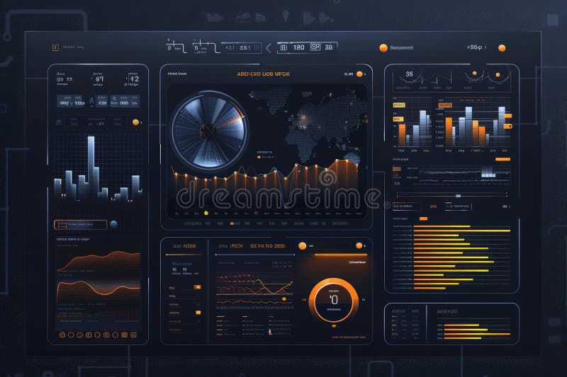 Toolkit-UI UX Dashboard Infographic Template with Big Data Visualization. Pie Charts, Workflow ...