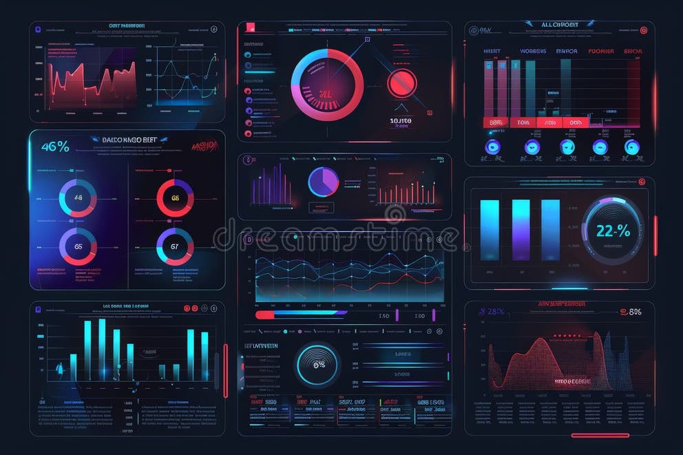 Toolkit-UI UX Dashboard Infographic Template with Big Data Visualization. Pie Charts, Workflow ...