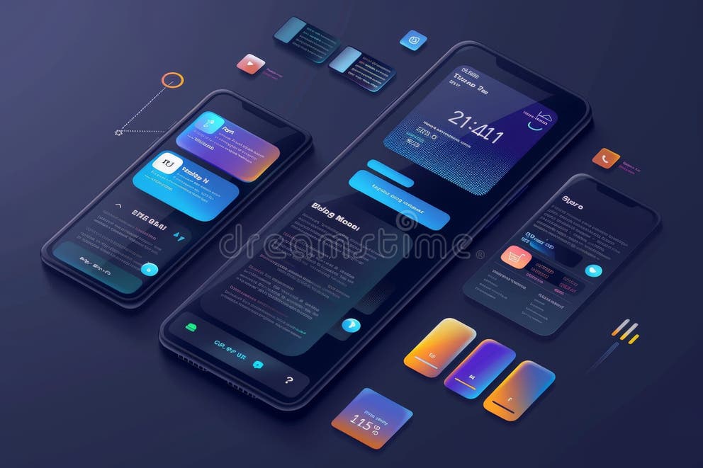 Toolkit Ui Ux Scene Creator Mobile Application Design Smartphone Mockup With Creation Of The