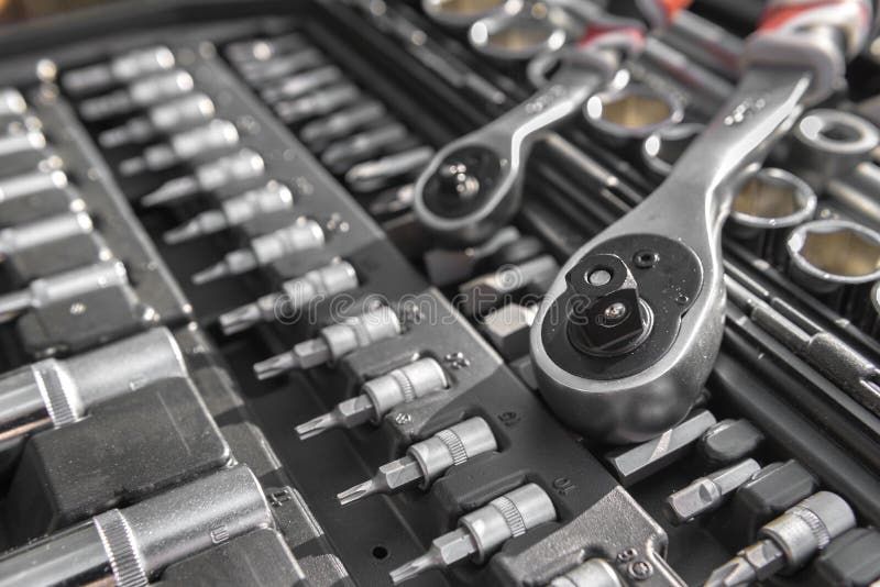 Toolkit of various tools stock photo. Image of clean - 63442100