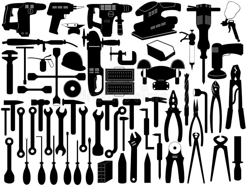 Construction Tool Silhouette Vector Stock Vector - Illustration of ...