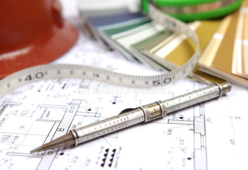 Residential Interior Design and Tools Stock Photo - Image of layout ...