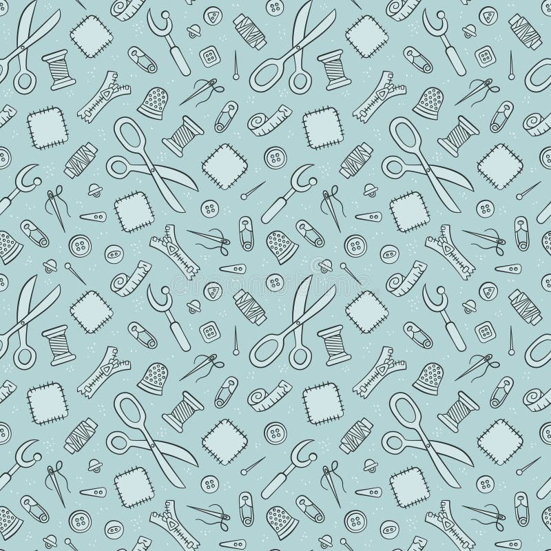 Sewing and Needlework. Tools and Accessories. Seamless Pattern in ...