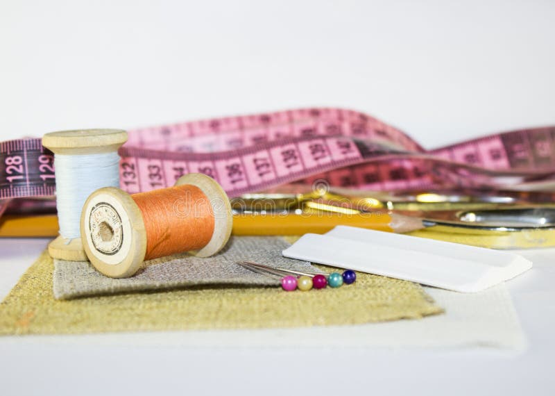 Tools and Accessories for Sewing. Scissors and Thread the Tape Stock ...