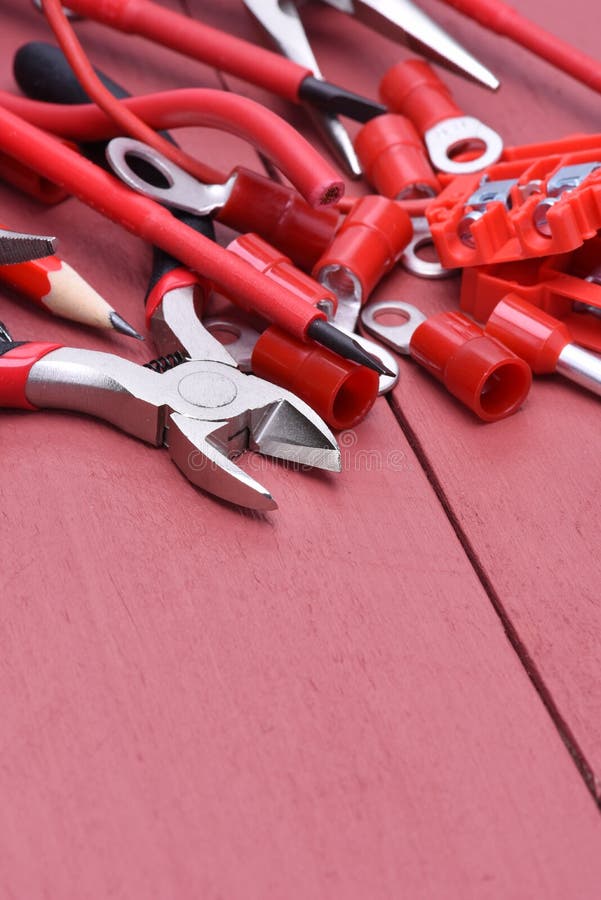Tools and Accessories To Use in Electrical Installations Stock Photo ...