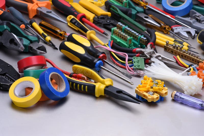 Tools and Accessories Used in Electrical Installations Stock Image ...