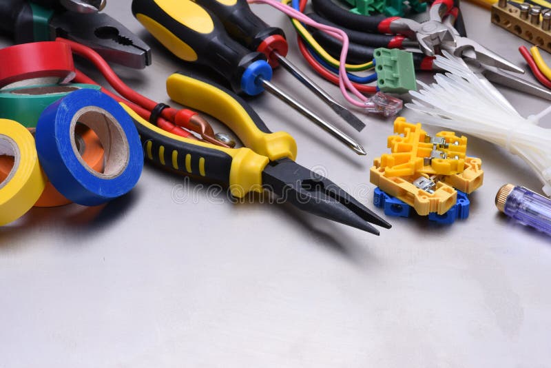 Equipment And Accessories For Electrical Installations Stock Photo ...