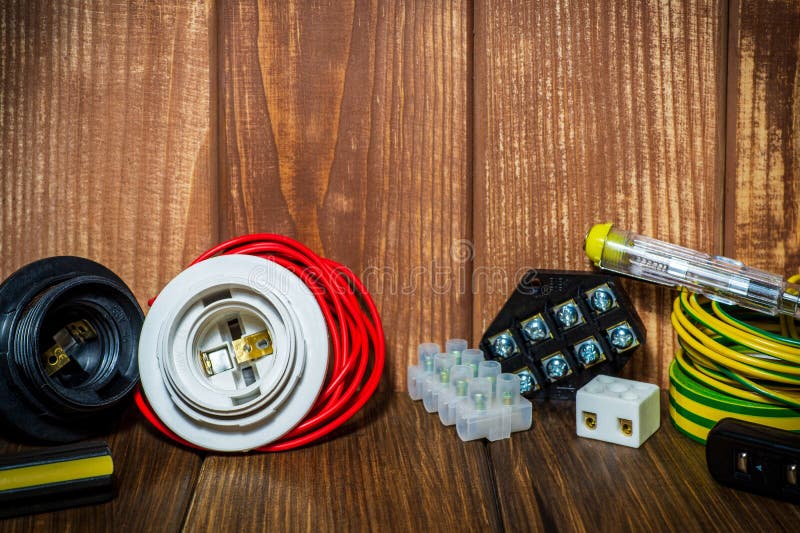 Tools and Accessories Used in Electrical Installations Stock Photo ...