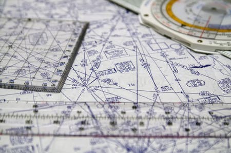 Tools for Airplane Pilots Consisting of Navigation Computer, Protractor ...